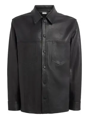 Simkhai Leather Long-sleeve Shirt - Black