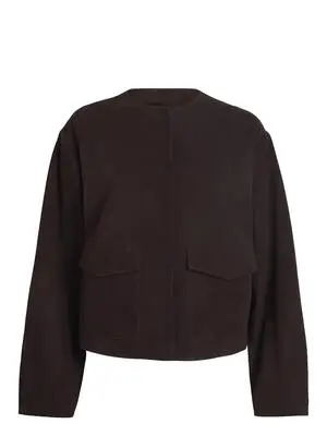 ST. AGNI Suede Cocoon Bomber Jacket - Brown