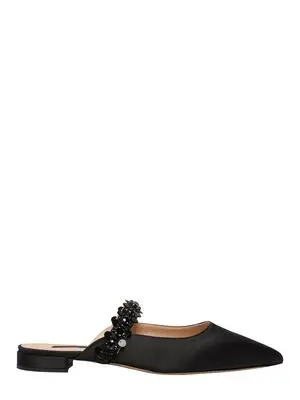 Marina Rinaldi Satin Embellished Mules - Black