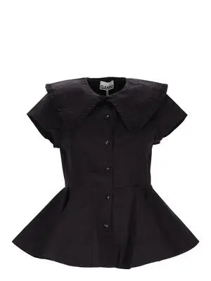 GANNI Ruffle Shirt - Black