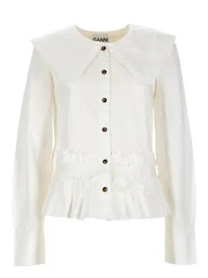 GANNI Ruffle Shirt - White