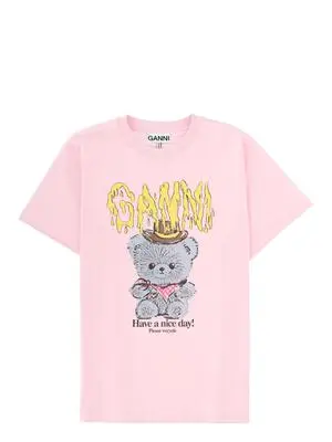 GANNI T-shirt With Print - Pink