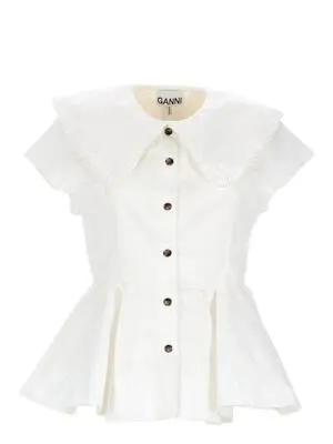 GANNI Ruffle Shirt - White