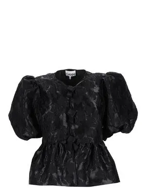 GANNI Peplum Top - Black