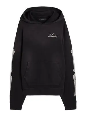 Amiri Bones Embroidered Cotton Hoodie - Black