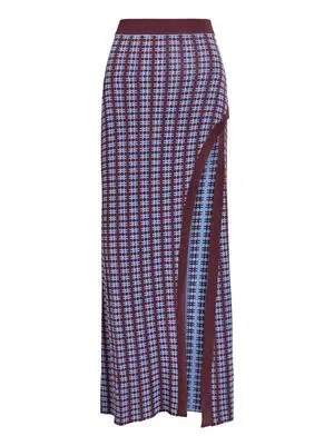 Rabanne Patterned Fine-knit Midi Skirt - Blue
