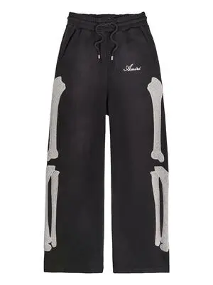 Amiri Bones Embroidered Cotton Sweatpants - Black