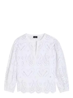 Etro Open-embroidery Cotton-blend Blouse - White