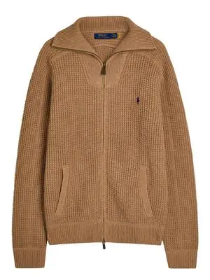 Polo Ralph Lauren Logo-embroidered Wool-blend Cardigan - Brown