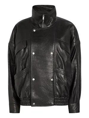 Saint Laurent Grained Leather Blouson Jacket - Black