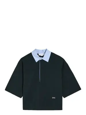Stella McCartney Contrasting-collar Piqué Cotton Polo Shirt - Navy