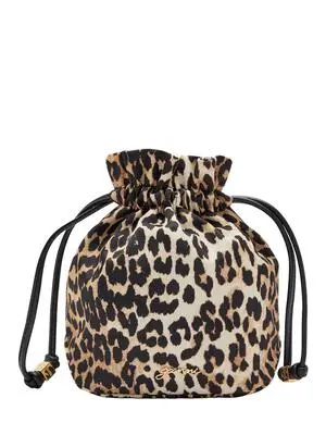 GANNI Leopard-print Nylon Pouch - Brown