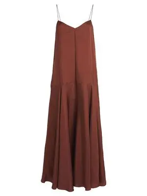 ST. AGNI Silk Twill Slip Maxi Dress - Brown
