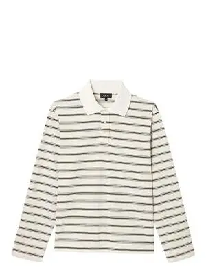 A.p.c. A. P.c Manches Long Sleeve Striped Polo Shirt - Ecru