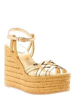 Valentino Garavani Metallic Espadrille Wedge Sandals - Antique Brass