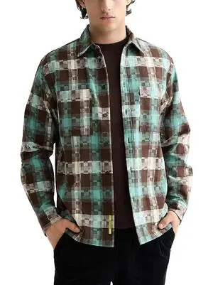 Scotch & Soda Abstract Check Relaxed Fit Shirt - Agate Green Abstract Check