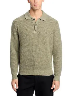 Madewell Waffle Knit Sweater Polo - Heather Sage