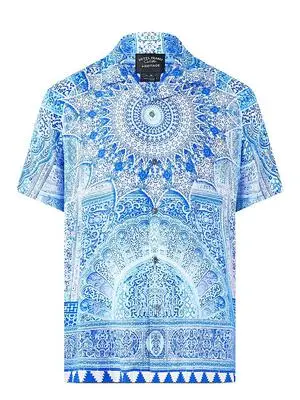 Camilla Relaxed Fit Short Sleeve Camp Shirt - The Bosphorous