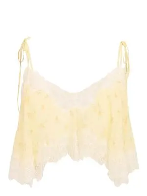 LoveShackFancy Elysia Silk Blend Cropped Top - Yellow