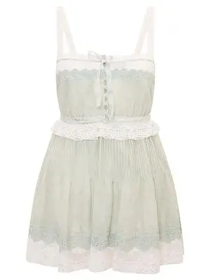 LoveShackFancy Hadlee Lace Cotton Dress - Green