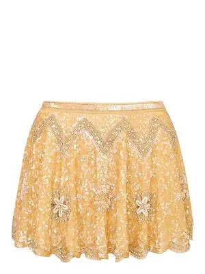 LoveShackFancy LoveShackFancy Bramble Sequined Mini Skirt Gold