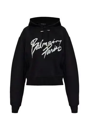 Balmain Script-graphic Hoodie - Black