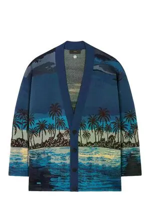 Alanui Palm Tree Motif Cardigan - Blue