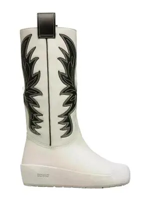 Bally Leather Wing-detail Boots - White