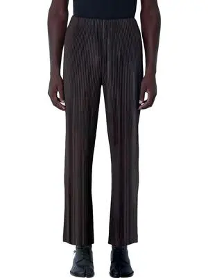 Issey Miyake Pleated Straight-leg Trousers - Brown
