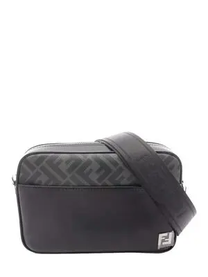 Fendi 2010-2025 Leather And Coated Canvas Ff Squared Camera Bag - Black