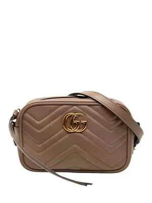 Gucci Mini Gg Marmont Matelassé Leather Crossbody Bag - Brown