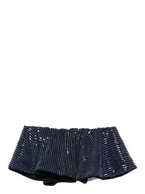 ADRIANA DEGREAS Sequin-embellished Cropped Top - Blue