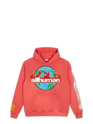 ALL HUMAN Graphic Hooded Sweater - Red