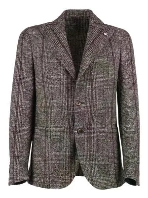 L.B.M. 1911 Buttoned Check-pattern Blazer - Brown