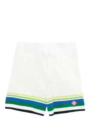 Casablanca Stripe-detail Knitted Shorts - White
