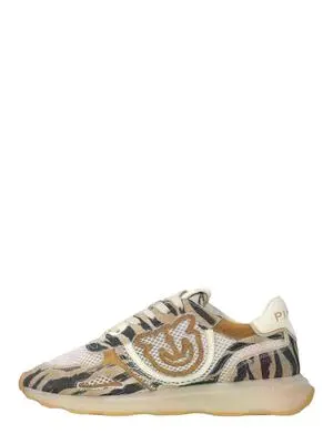 Pinko Tiger-print Logo Sneakers - Neutrals