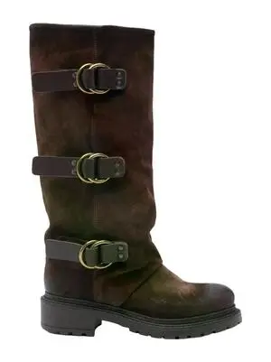 METISSE Buckle Strap Boots - Brown