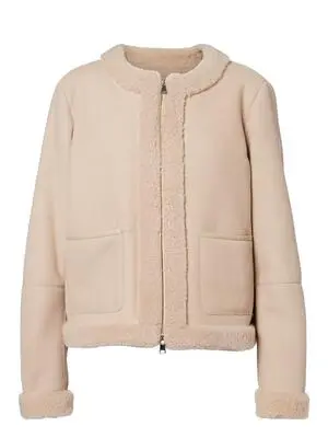 Moncler Shearling-lined Suede Down Jacket - Beige