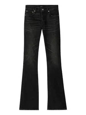 PURPLE BRAND Flocked Velvet Flare Jeans - Black