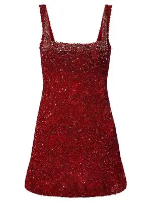 Rachel Gilbert Kaity Embellished Minidress Red