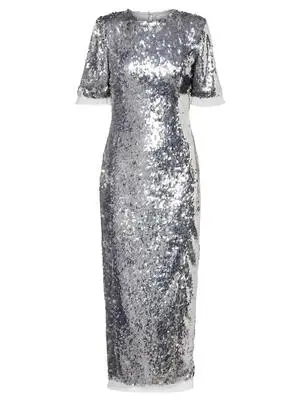 Rachel Gilbert Embellished Midi Dress - Silver
