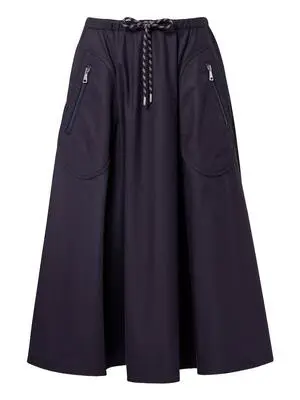Moncler Cotton-blend Jersey Midi Skirt - Blue