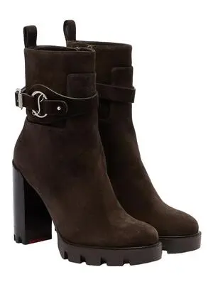 CHRISTIAN LOUBOUTIN Dianouchette 100 Suede Ankle Boots - Brown