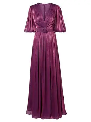 Costarellos Brennie Belted Georgette Gown - Purple