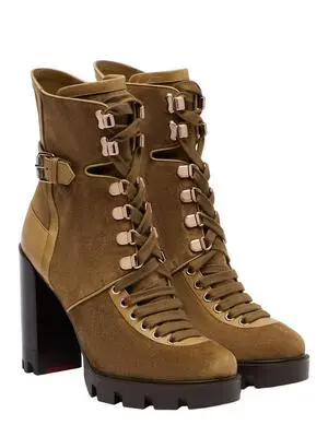 CHRISTIAN LOUBOUTIN Suede Ankle Boots - Brown