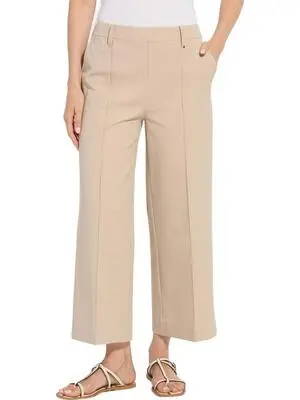 Lyssé Miranda Pull-on Crop Wide Leg Twill Pants - Khaki