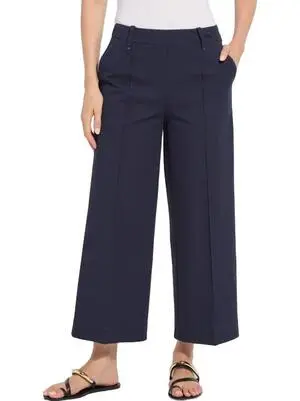 Lyssé Miranda Pull-on Crop Wide Leg Twill Pants - True Navy