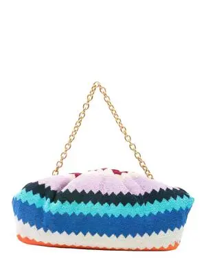 Missoni Zigzag Woven Clutch With Chain Strap - Blue