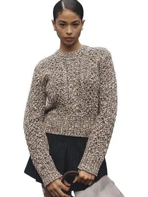 PISTOLA Long-sleeve Crop Sweater - Chocolate
