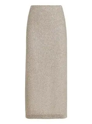 Brunello Cucinelli Sequin-embellished Mohair-blend Knit Skirt - Beige